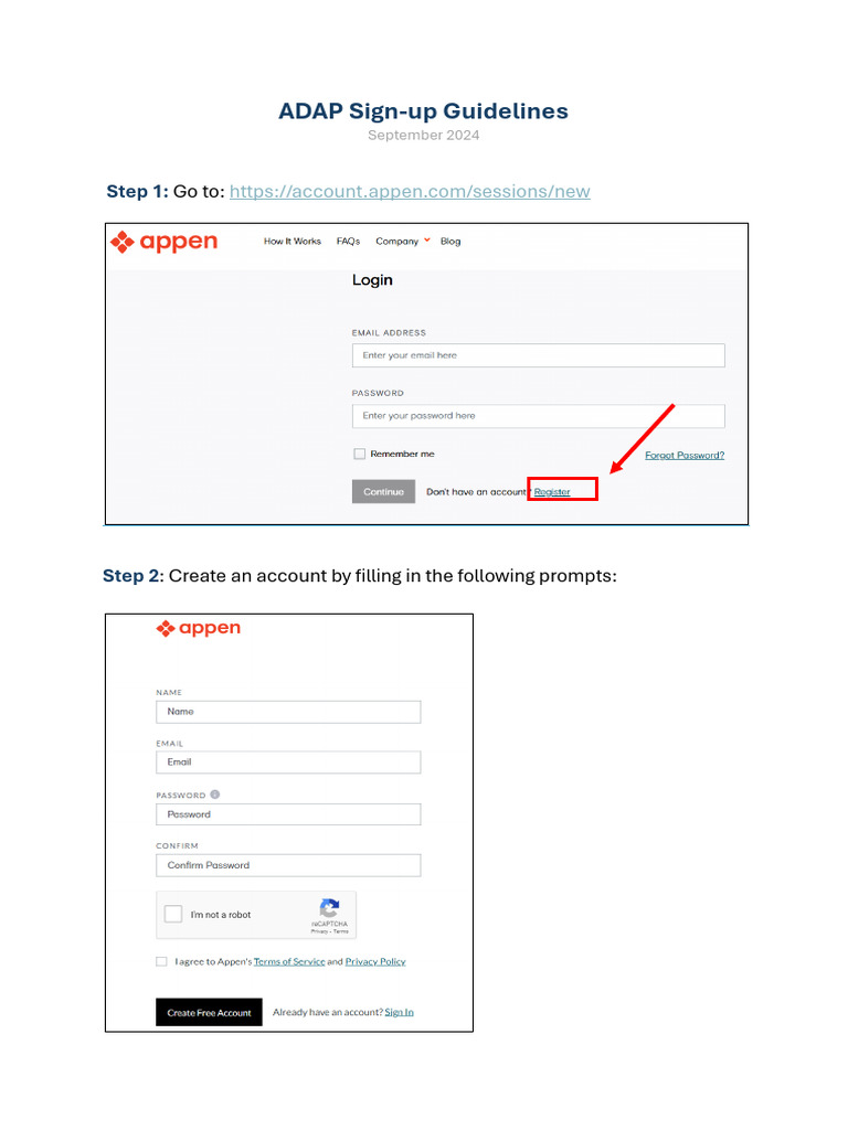 How to Sign Up in ADAP | PDF