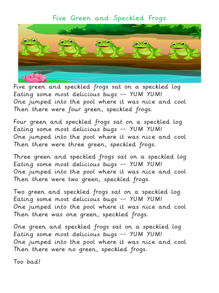 Five Green and Speckled Frogs | PDF