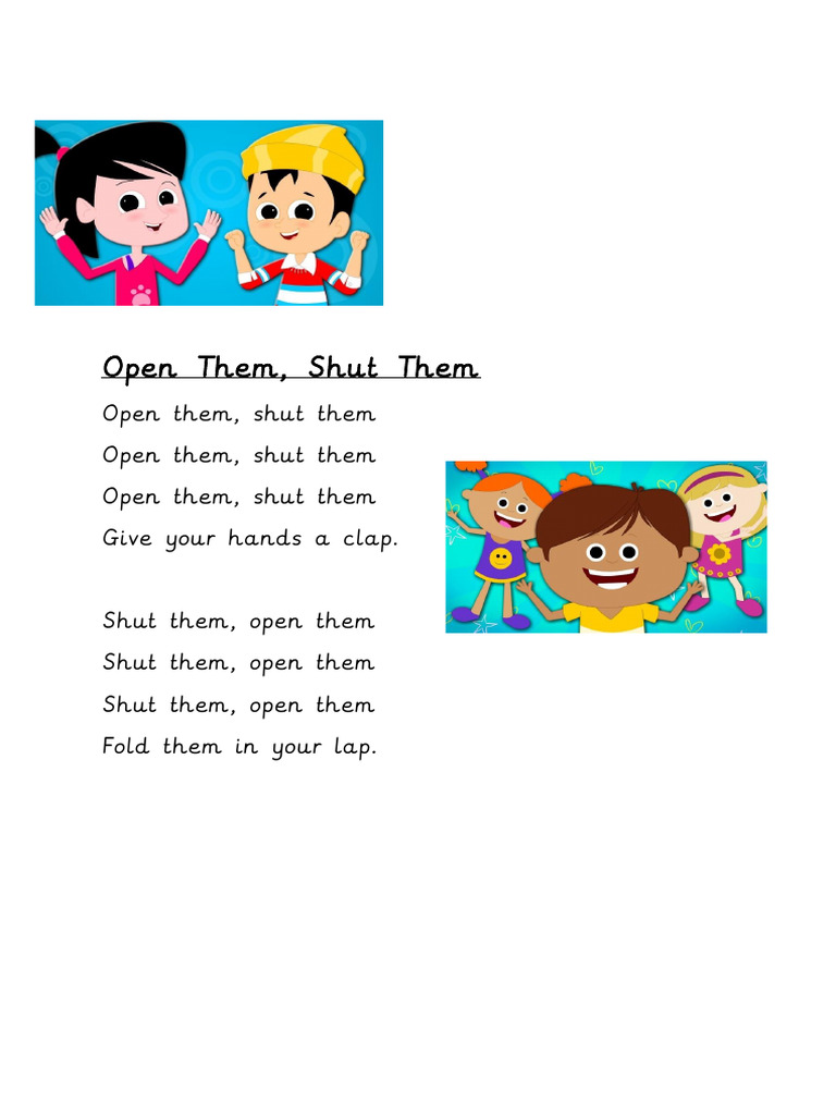 Open Shut Them Fingerplay Lyrics | PDF