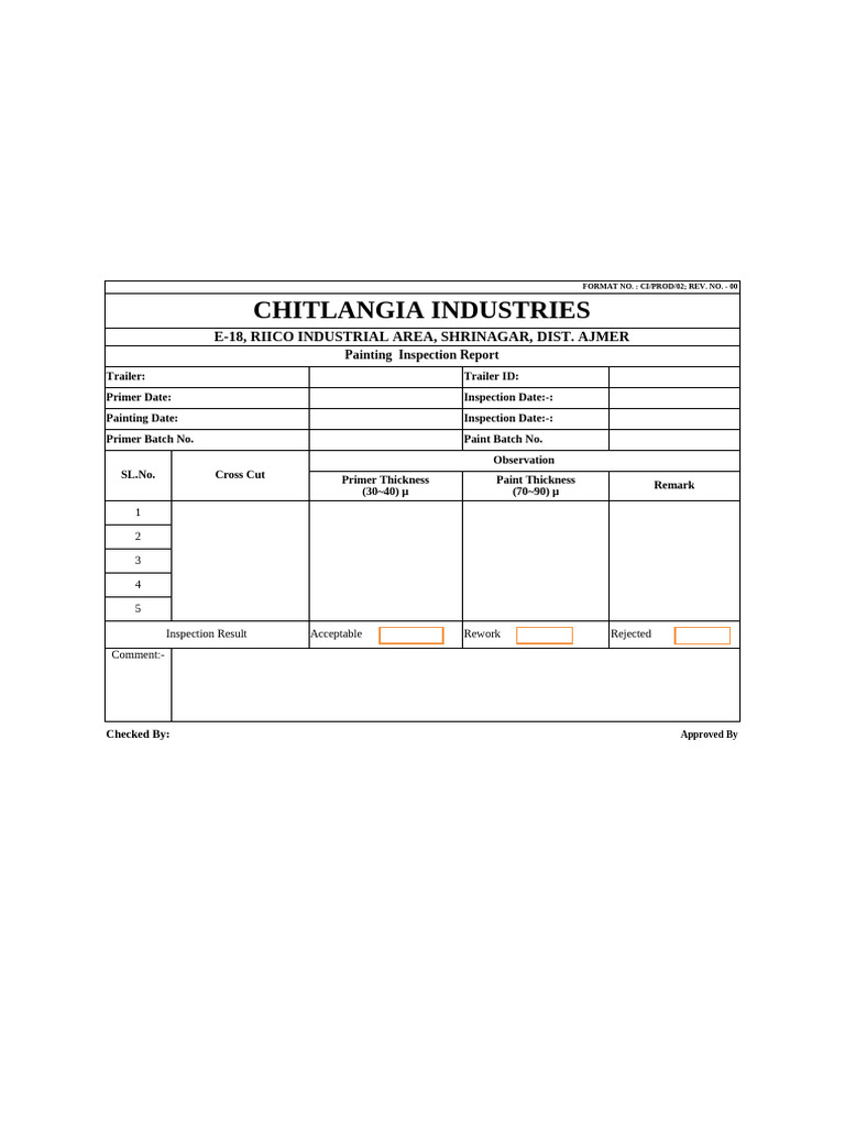CI-PROD-02-Paint Inspection Report | PDF