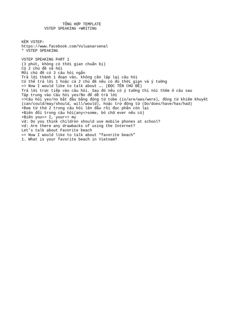To NG Ho P Template Vstep Writing and Speaking | PDF