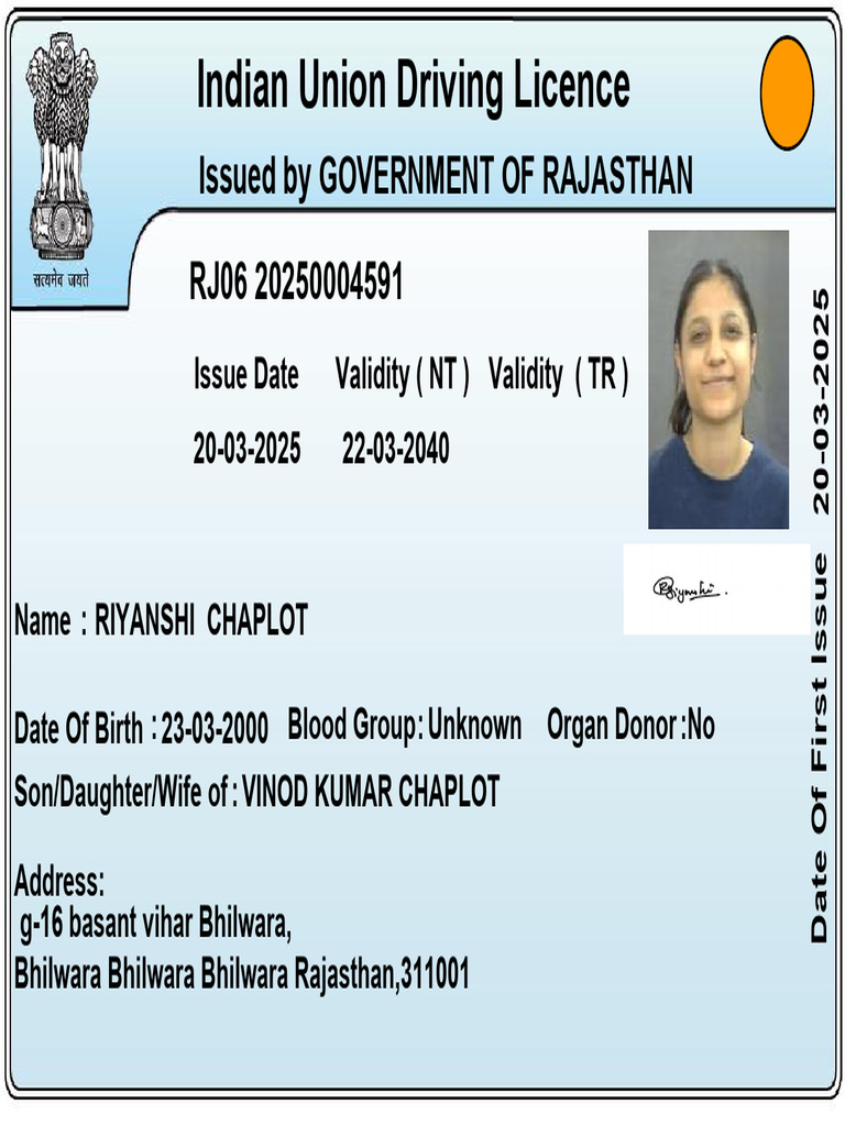 Rajasthan Driving Licence 2025 Details | PDF