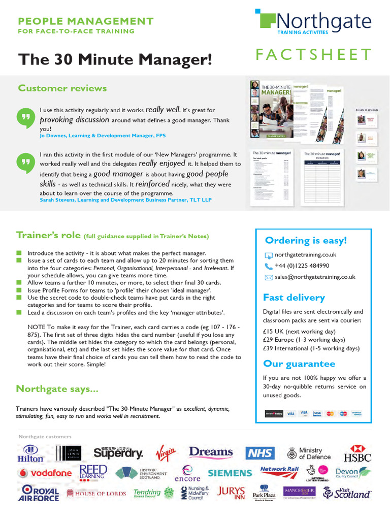 Northgate The 30 Minute Manager Factsheetp1 | PDF