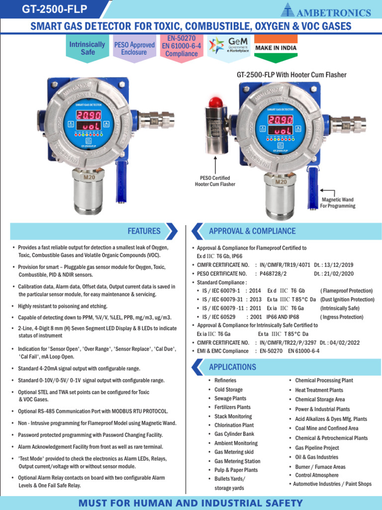 GT-2500-FLP Smart Gas Detector Manual | PDF | Gases