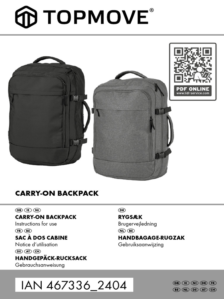 Carry-On Backpack User Instructions | PDF | Backpack