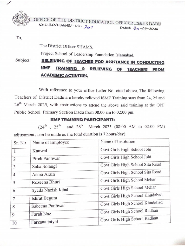 ISMF DEO Letter | PDF