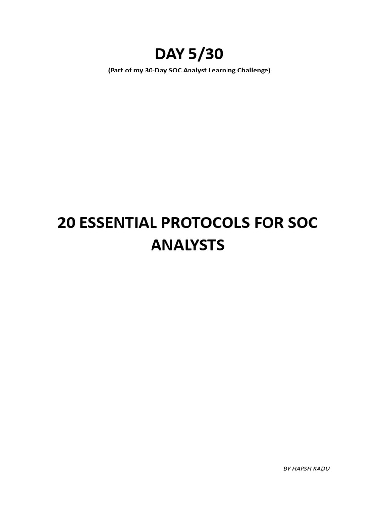 20 Protocolsforsocanalyst | PDF | Domain Name System | File Transfer Protocol