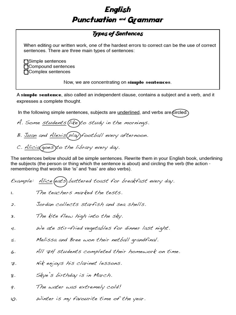 Understanding Simple Sentences | PDF