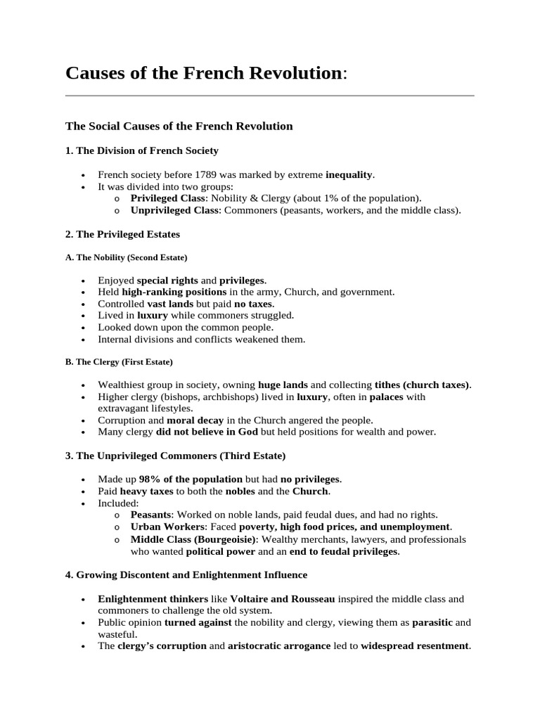 Causes of the French Revolution | PDF | Cost Of Living | French Revolution