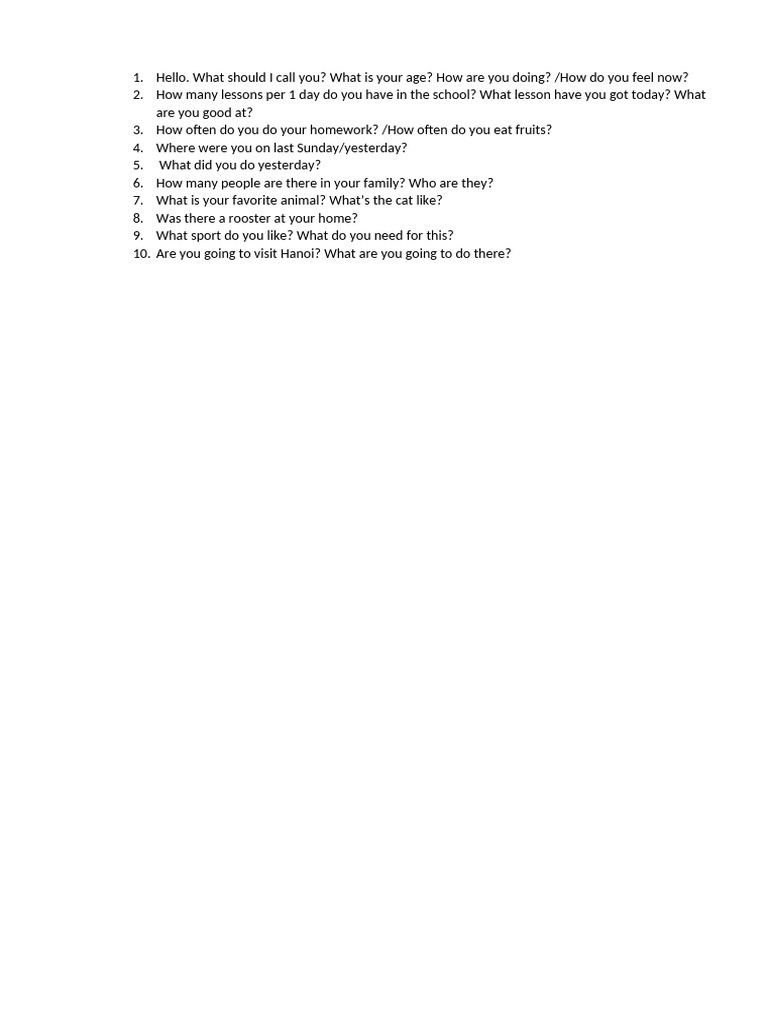 Kids 3 Speaking Test | PDF