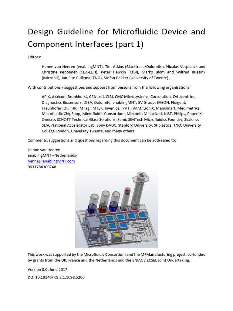 Design For Microfluidic Interfacing White Paper Part 1 Version 3 1 | PDF | Microfluidics ...