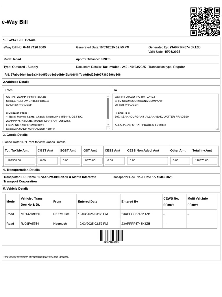 E-Way Bill Details and Information | PDF | Sales | Governance
