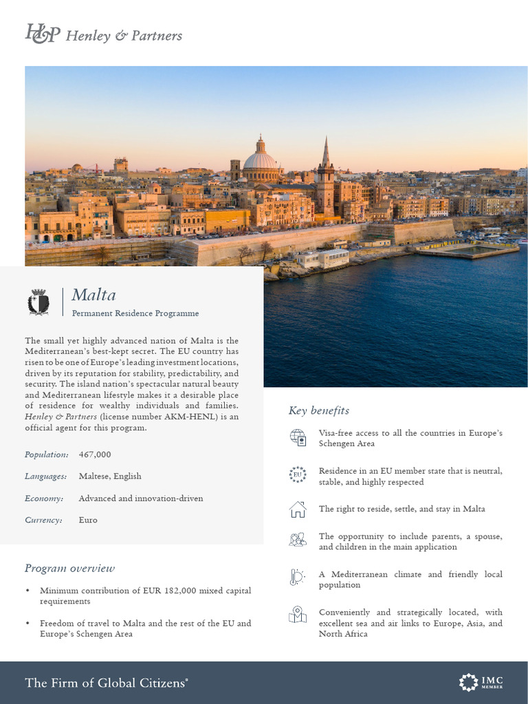 Malta Permanent Residence Benefits | PDF | Euro | Malta