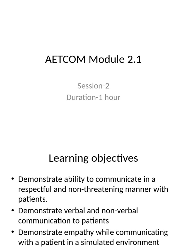 3.AETCOM Module 2.1 Session 2 | PDF | Communication | Empathy