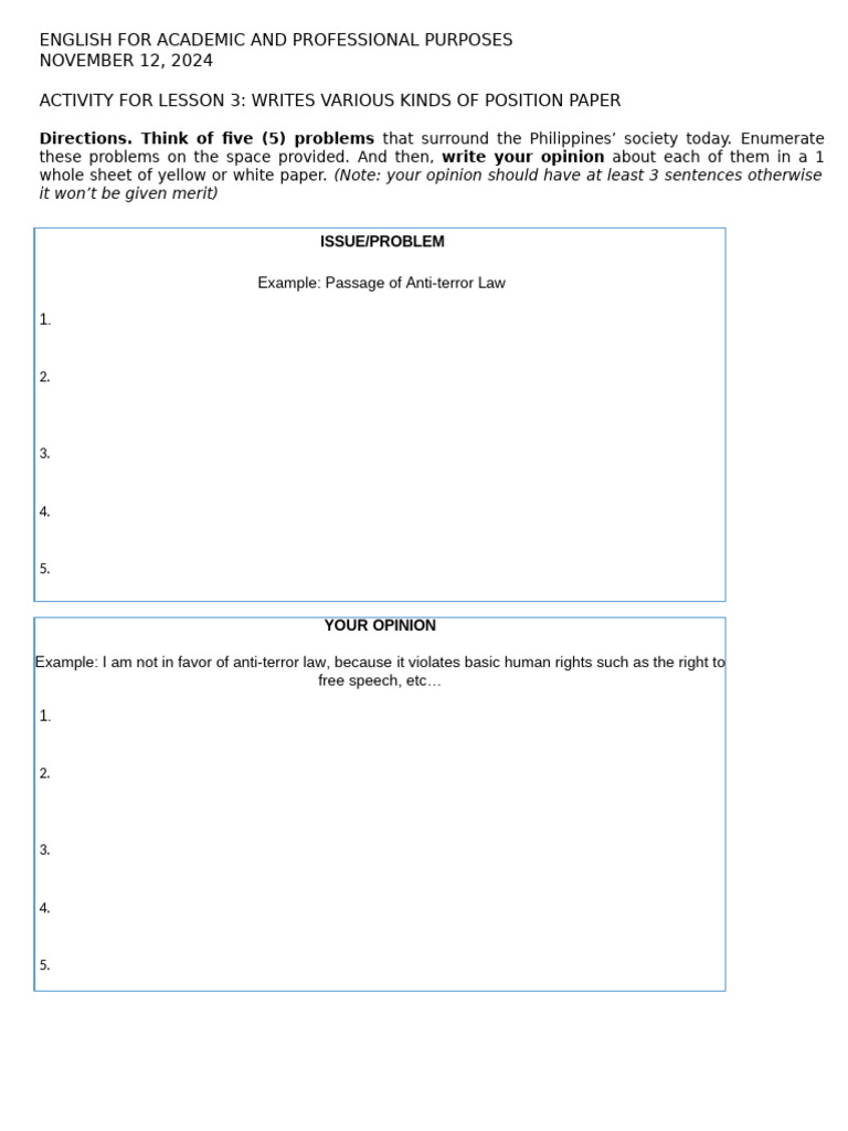 EAPP Activity For Q2 L3 | PDF