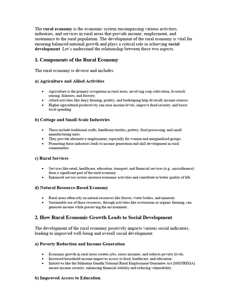 Rural Economy and Social Development | PDF | Agriculture | Economies