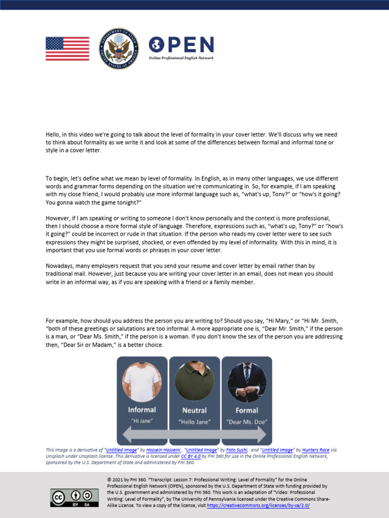 Professional Writing Level of Formality | PDF | Linguistics | Communication