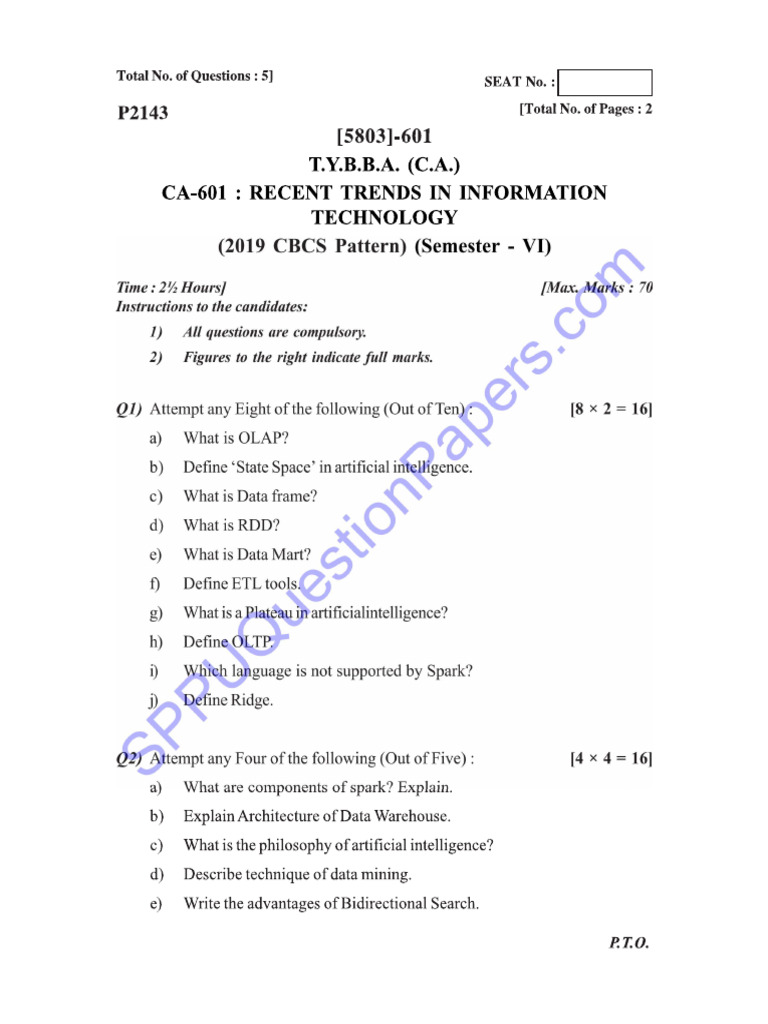 Commerce - Bba Ca - Semester 6 - 2022 - April - Recent Trends in Information Technology 2019 ...