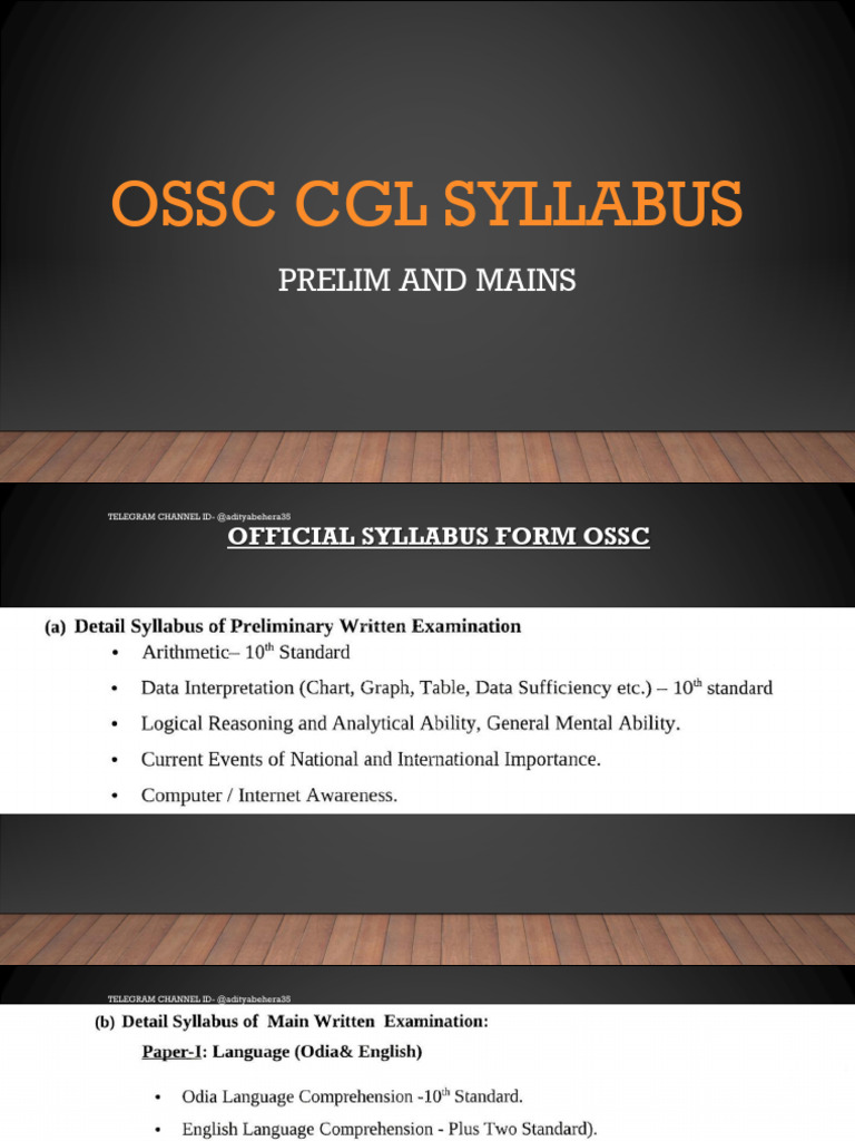 COMPLETE SYLLABUS OF OSSC CGL PRELIM AND MAIN. | PDF