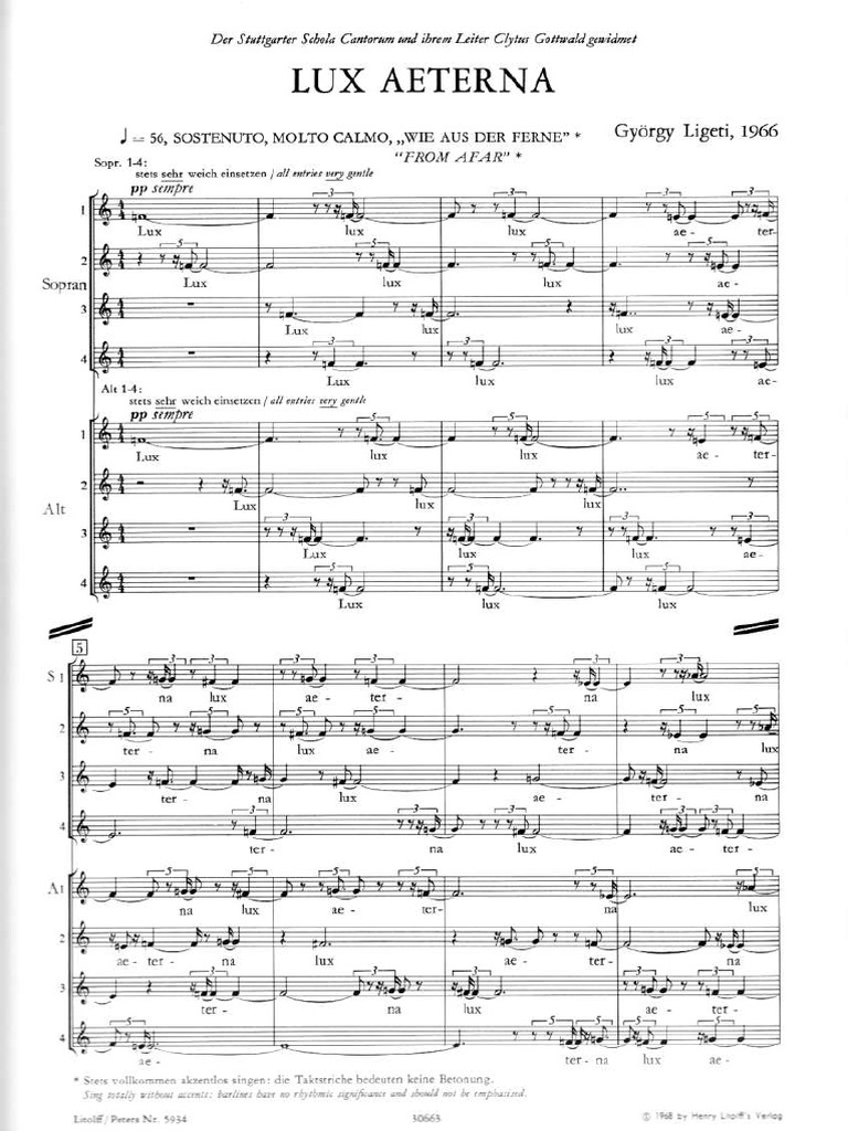 Ligeti Lux Aeterna Full Score | PDF