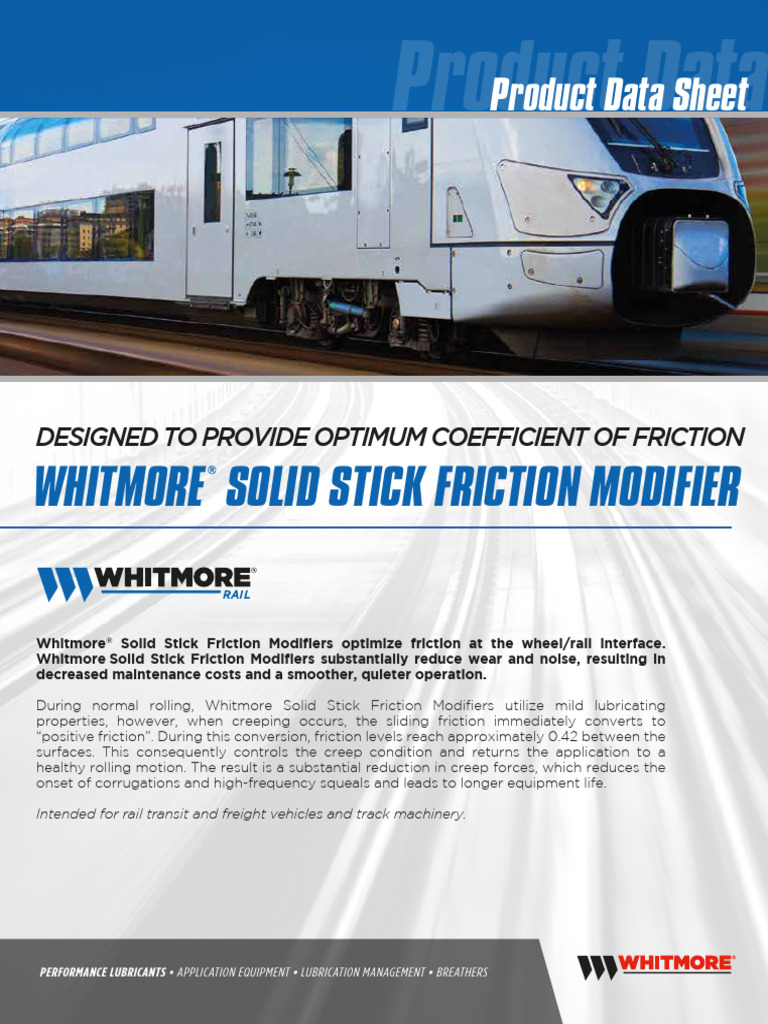 Whitmore Solid Stick Friction Modifier - Rail - PDS - English | PDF ...