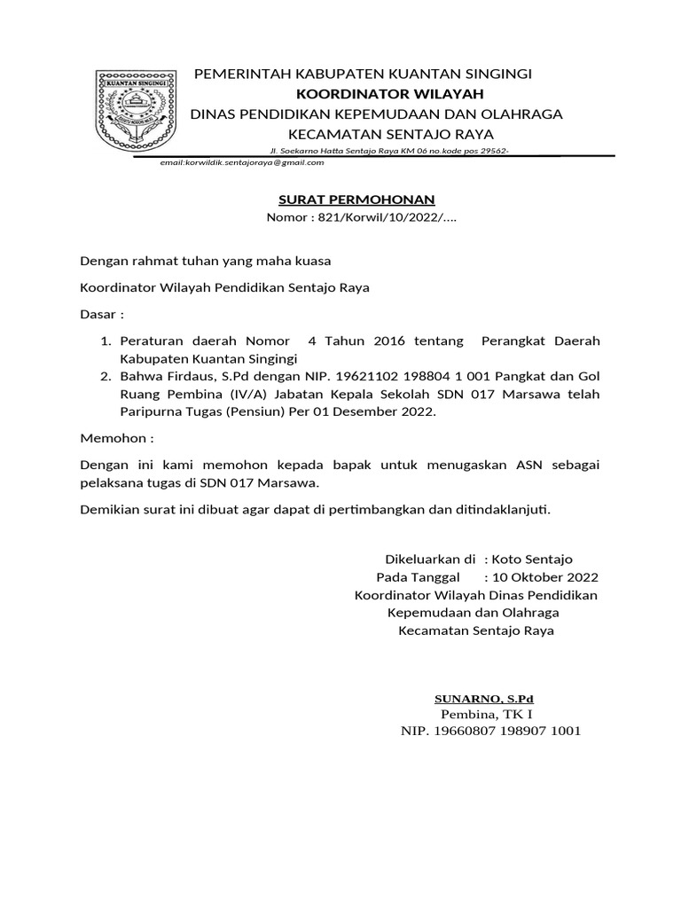 Surat Permohonan Pak Firdaus | PDF