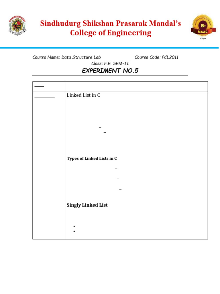 Singly Linked List Implementation in C | PDF | Pointer (Computer Programming) | Data