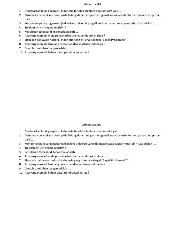 Latihan soal IPS | PDF