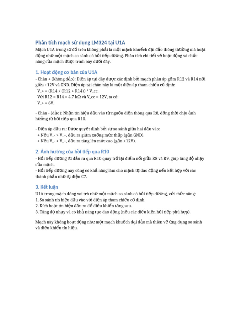 Phan Tich Mach LM324 U1A | PDF