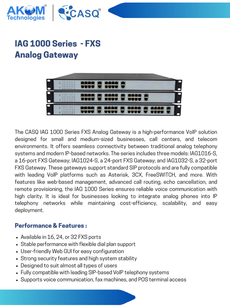 IAG101610241032-S FXS Gateway Datasheet-1 PDF | PDF | Voice Over Ip ...