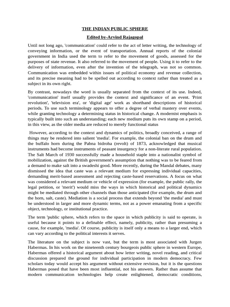 The Indian Piblic Sphere (Readings in Media History) Edited by Arvind ...