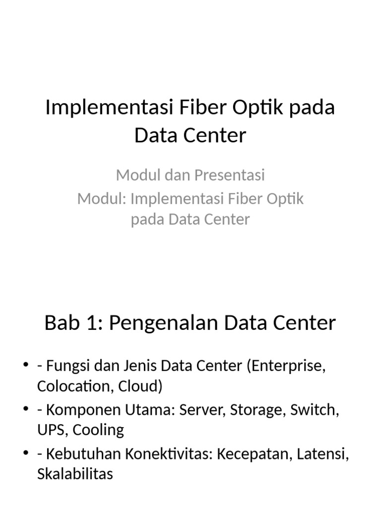 Implementasi Fiber Optik di Data Center | PDF