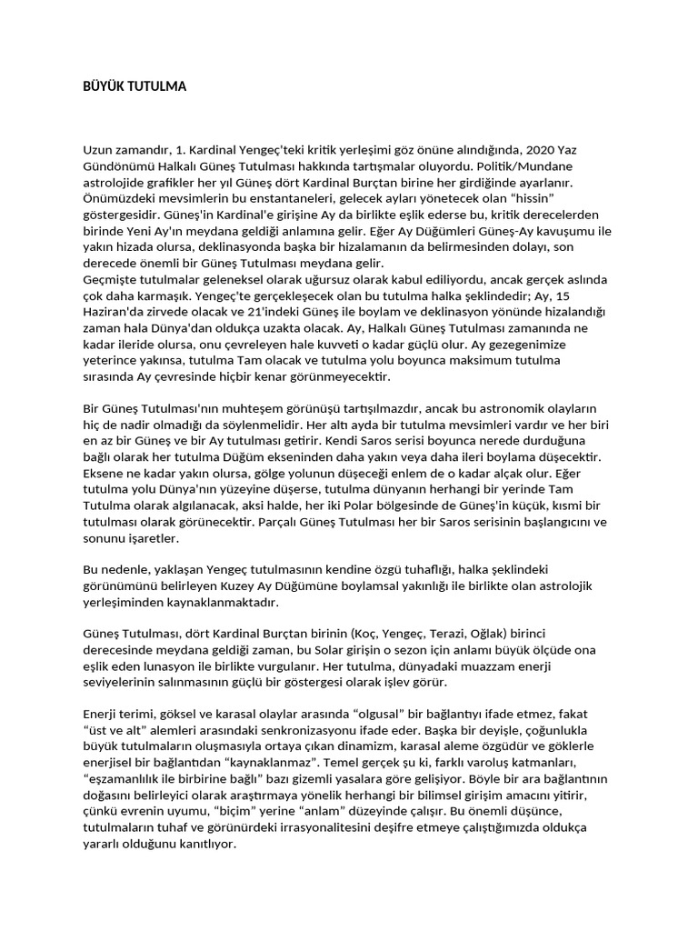 Büyük Tutulma | PDF