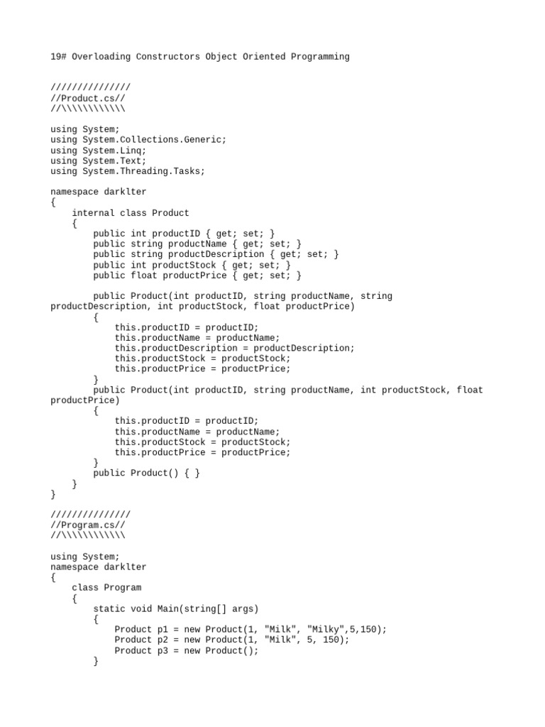 19# Overloading Constructors Object Oriented Programming | PDF