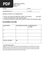 English Form 1 - Question Paper | PDF | Hospital | Pneumonia