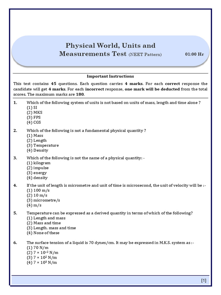 Pages From Exercise 1 - 2 Jee/neet MCQ Practice | PDF | Electronvolt | Physical Quantities