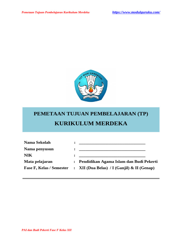 TP PAI Dan Budi Pekerti Kelas 12 Fase F (Modulguruku - Com) | PDF