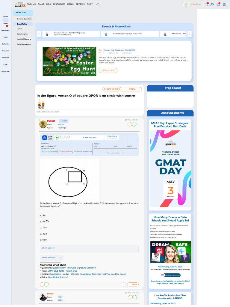 In The Figure - Vertex Q of Square Opqr Is On Circle With Centre O. If - Problem Solving (PS ...