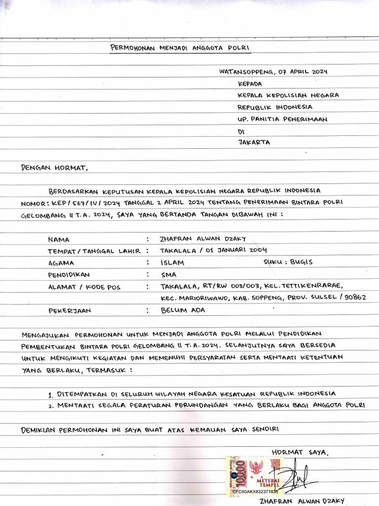 Contoh Pengisian Blanko | PDF