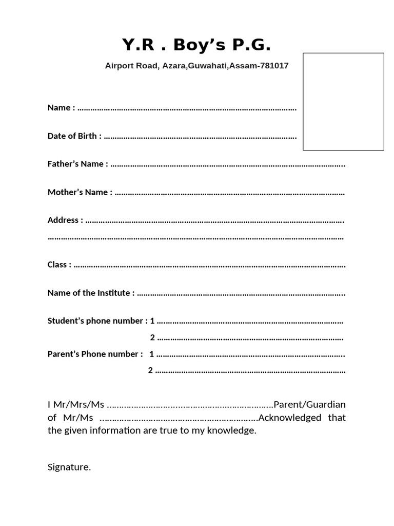 YR pg form | PDF