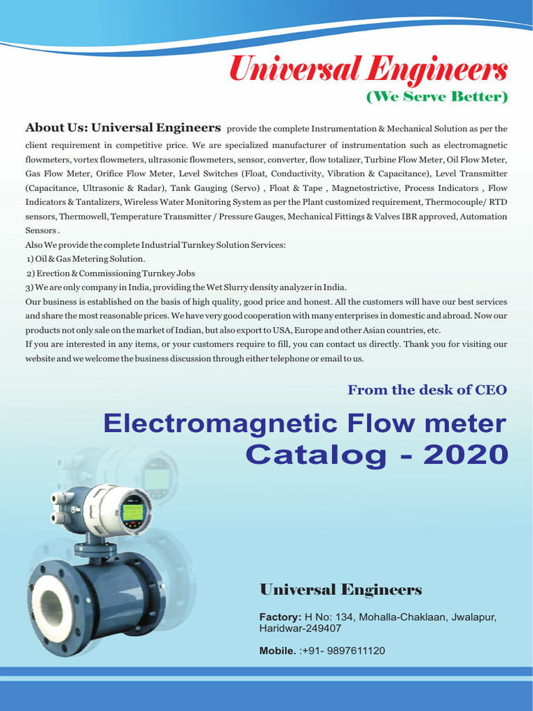 Universal Engineer Mag Meter Catalog | PDF | Flow Measurement ...