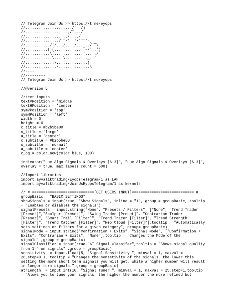 Lux Algo Signals Overlays 6 3 | PDF