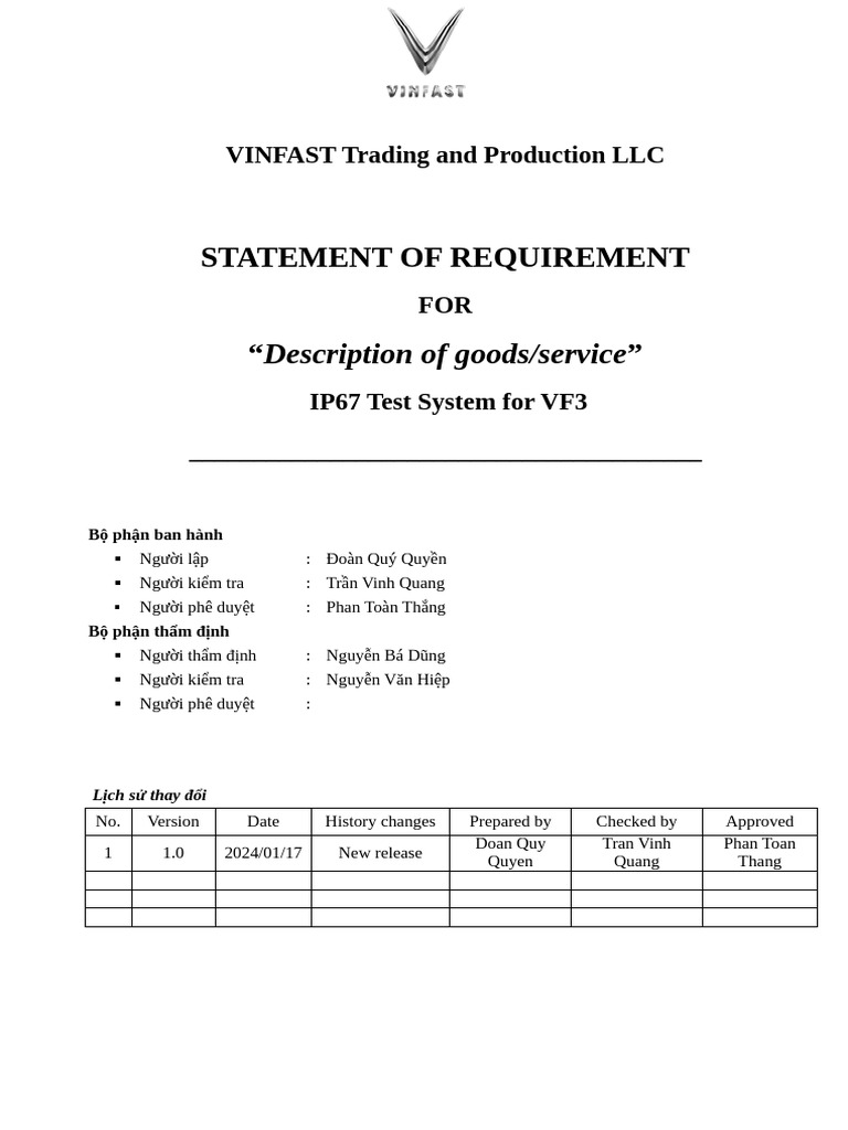SOR - IP67 Test System For VF3 | PDF