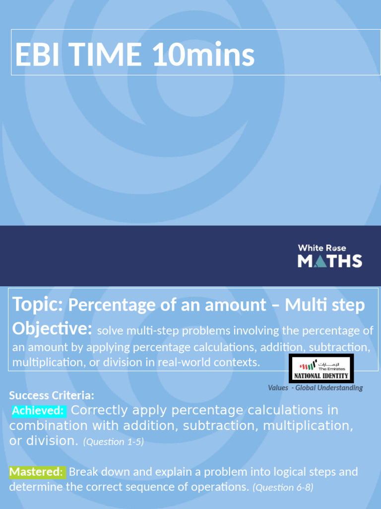 Lesson 8 Percentage of An Amount Multi Stepv2 | PDF