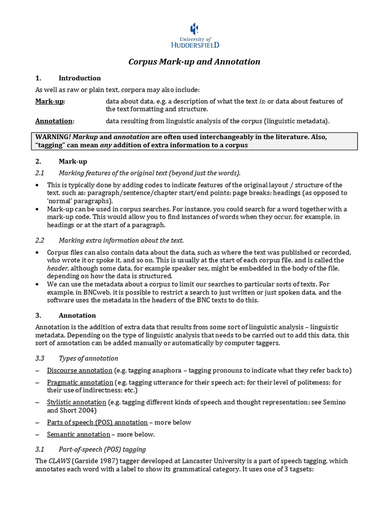 04 Markup and Annotation Handout | PDF | Annotation | Markup Language