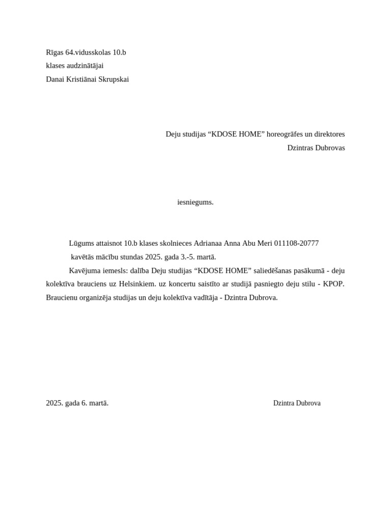 Iesniegums Adriana | PDF