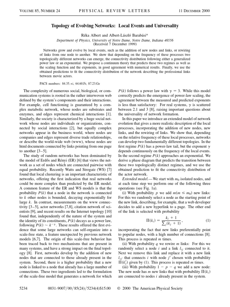 Topology of Evolving Networks | PDF | Combinatorics | Mathematical Relations