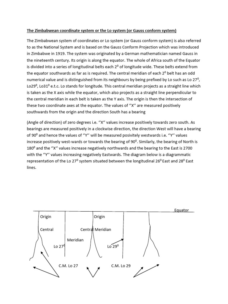 1.the Zimbabwean Coordinate System | PDF | Geodesy | Mathematical Physics