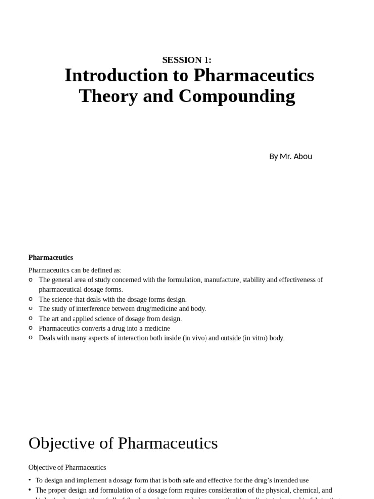 Introduction to Pharmaceutics Basics | PDF