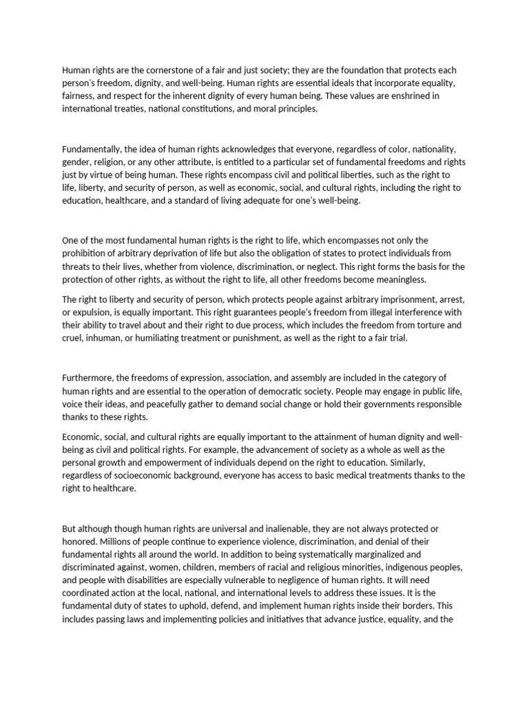Eng..essay 3 Human Rights | PDF | Human Rights | Discrimination